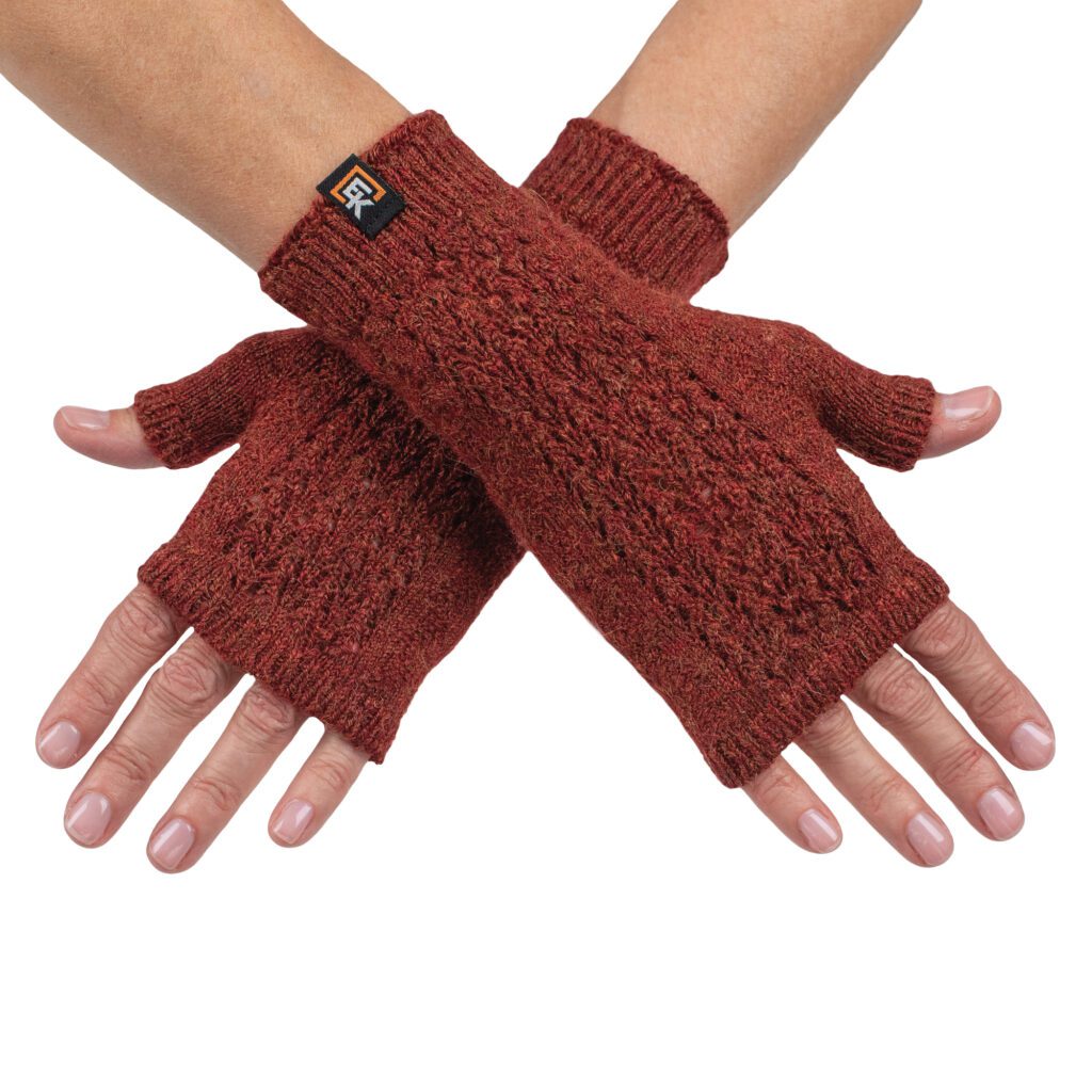 Alpaca Mesh Knit Fingerless Mittens - Made in the USA